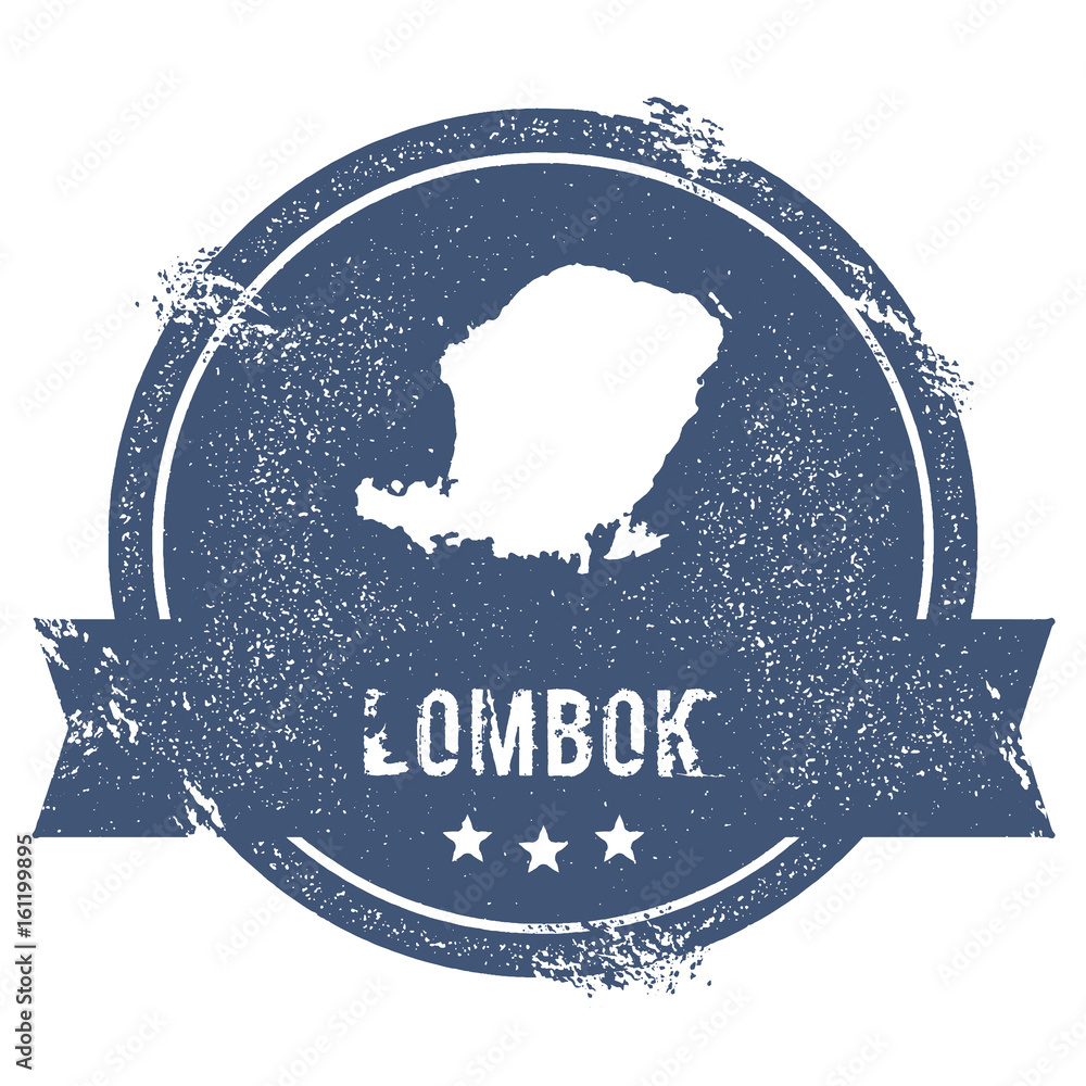 Lombok logo sign. Travel rubber stamp with the name and map of island ...
