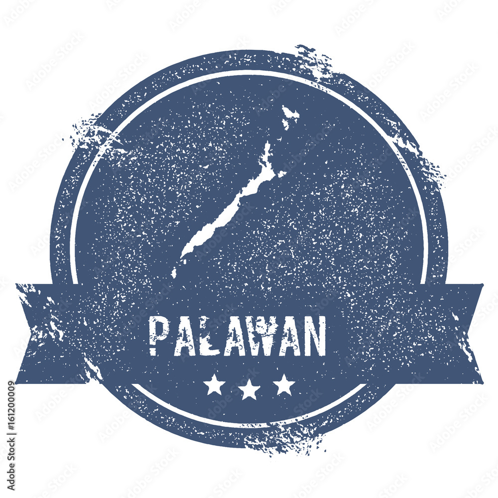 Palawan logo sign. Travel rubber stamp with the name and map of island ...