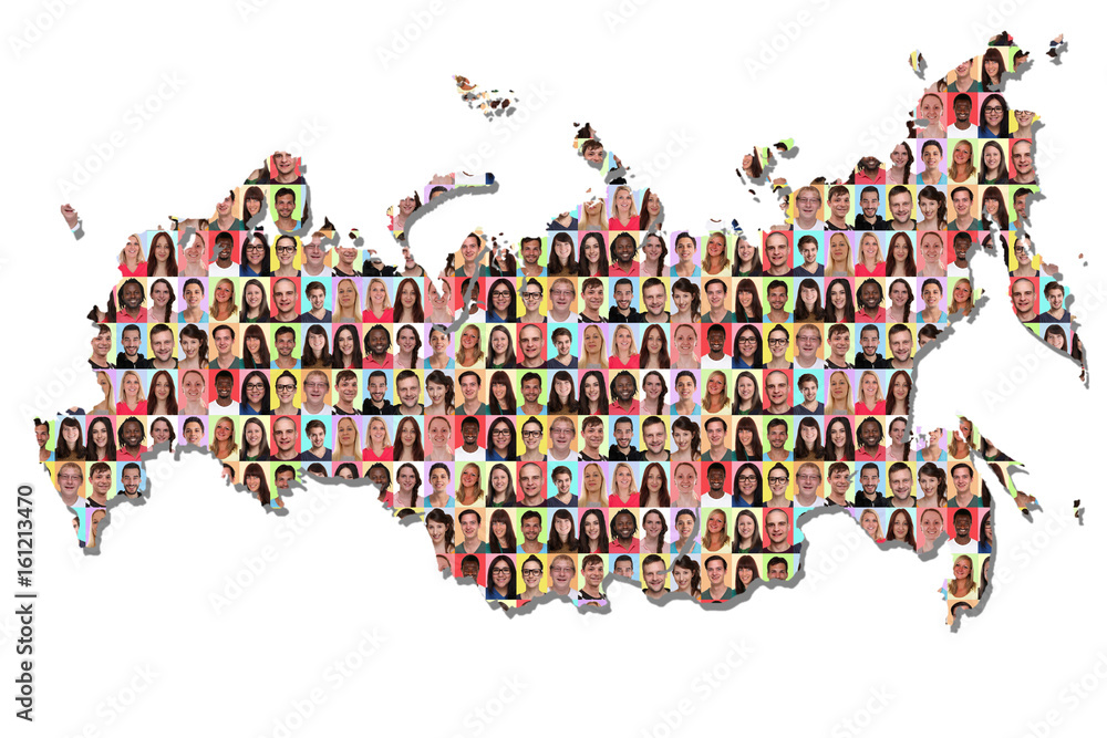 Russland Karte Menschen Leute Gruppe Integration bunt multikulturell ...