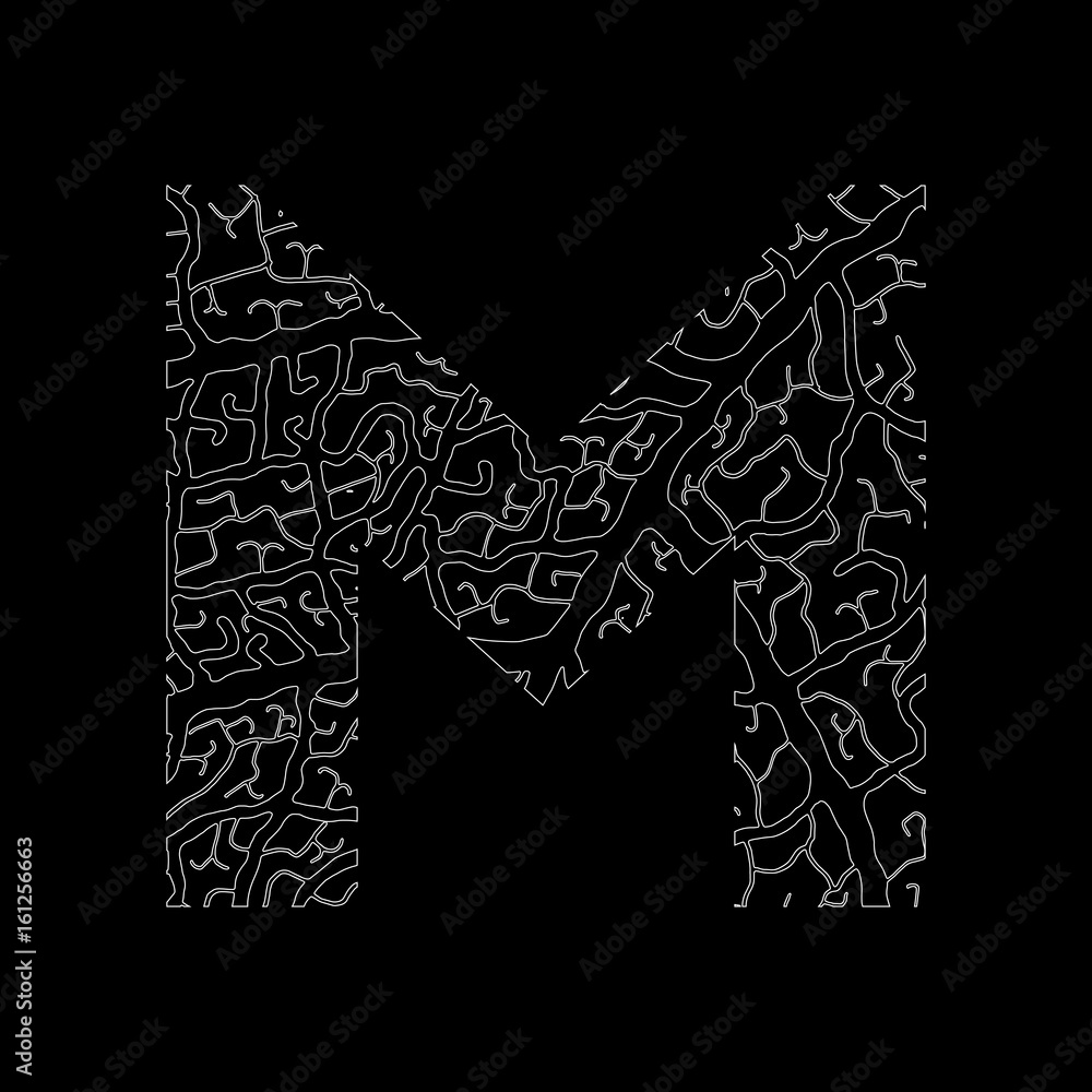 Letter M In Nature Black And White