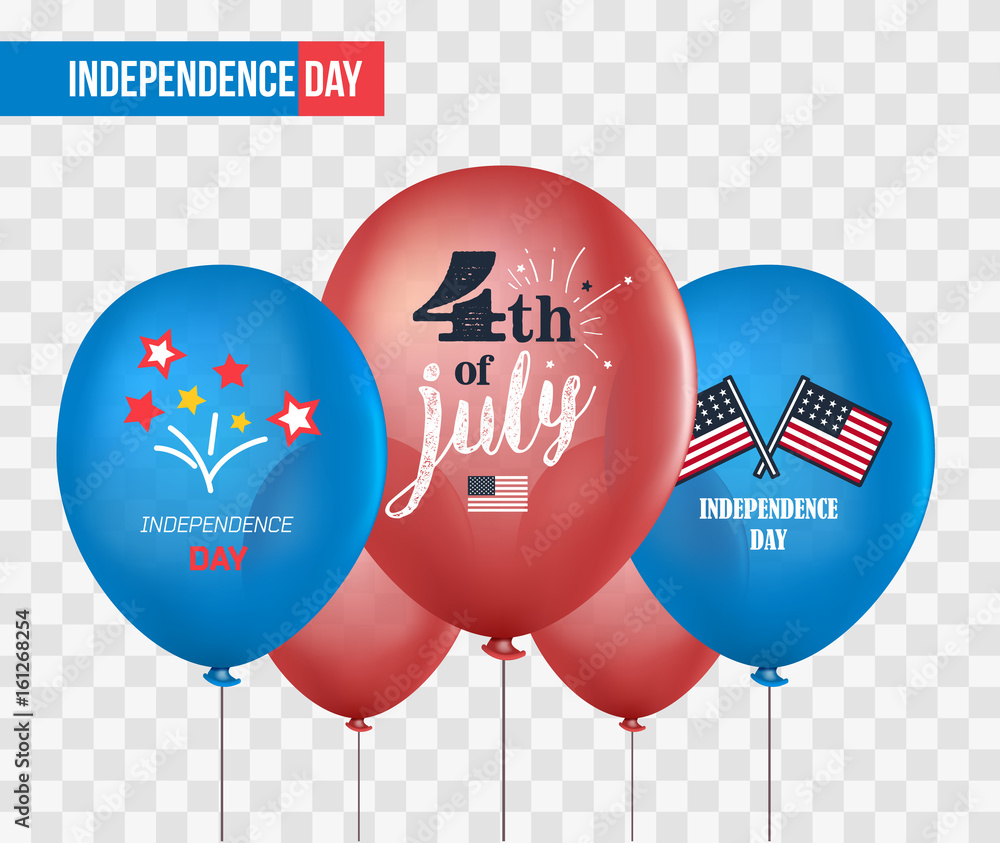Holiday balloons isolated on transparent background. 4th of July ...