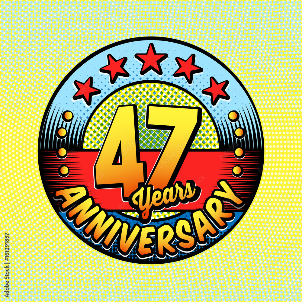 47th anniversary logo. Vector and illustrations. Comics anniversary ...