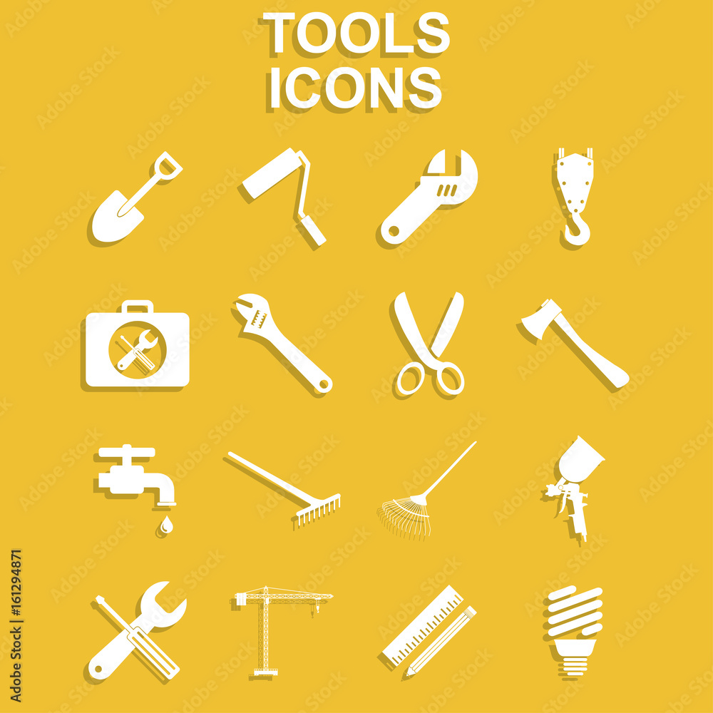 Working tools icon set Stock Vector | Adobe Stock