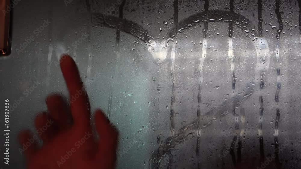 Hand Drawing a Heart on a Foggy Mirror Stock Video | Adobe Stock