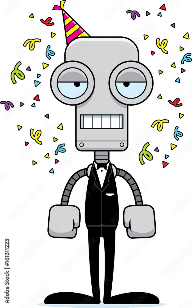 Cartoon Bored Party Robot Stock Vector | Adobe Stock