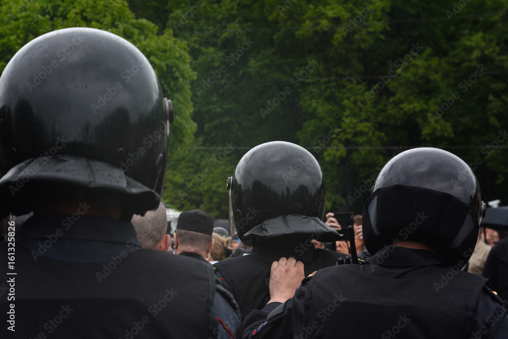 Special Force Squad police. Preparing for the dispersal of the rally ...