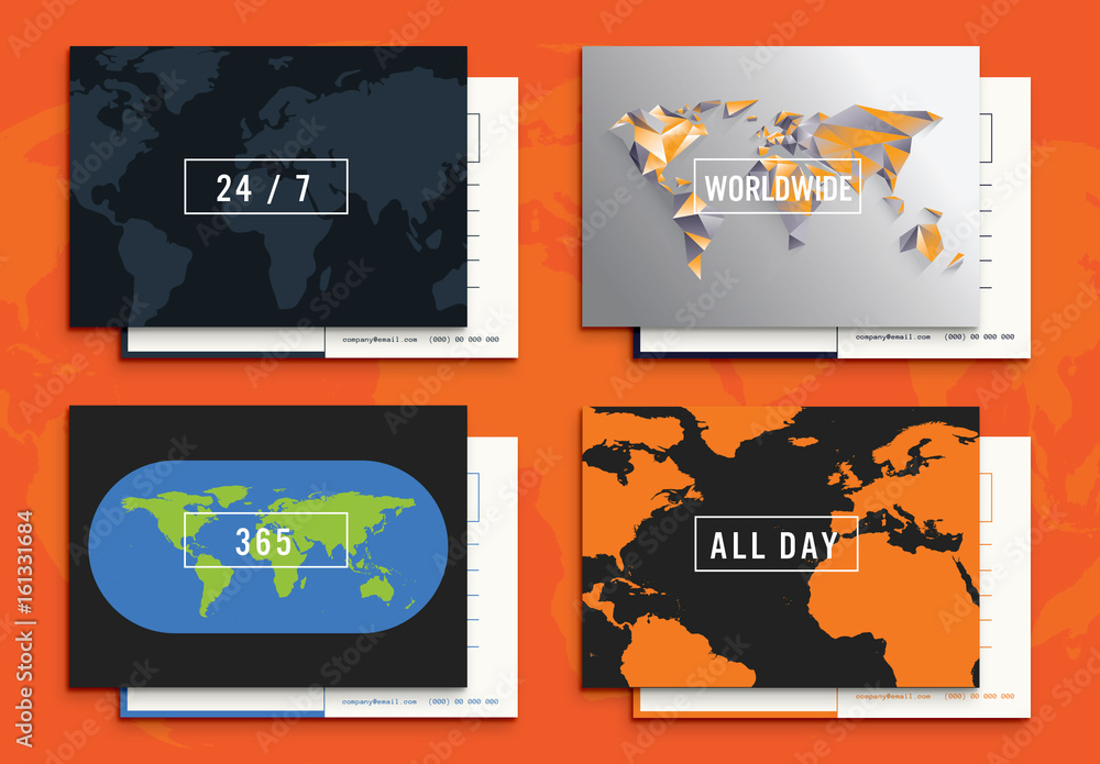 Illustrated International Business Card Set 1 Stock Template | Adobe Stock