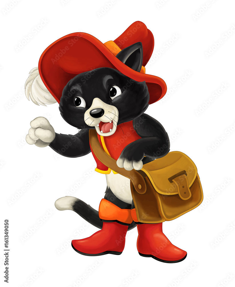 Cartoon cat - isolated - standing and talking to someone or explaining ...