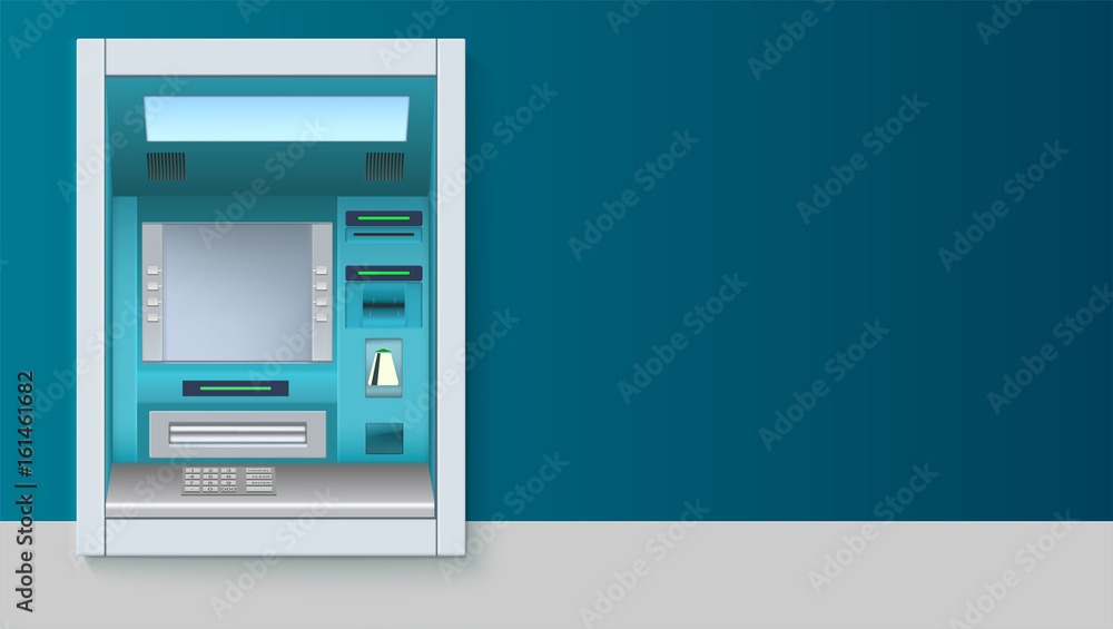 Bank Cash Machine. ATM - Automated teller machine with blank screen and ...