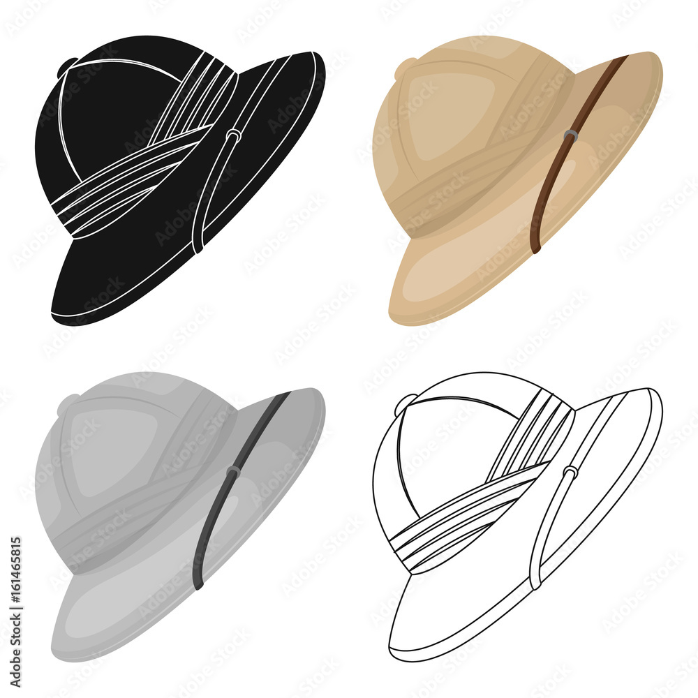 Cork hat from the sun.African safari single icon in cartoon style ...