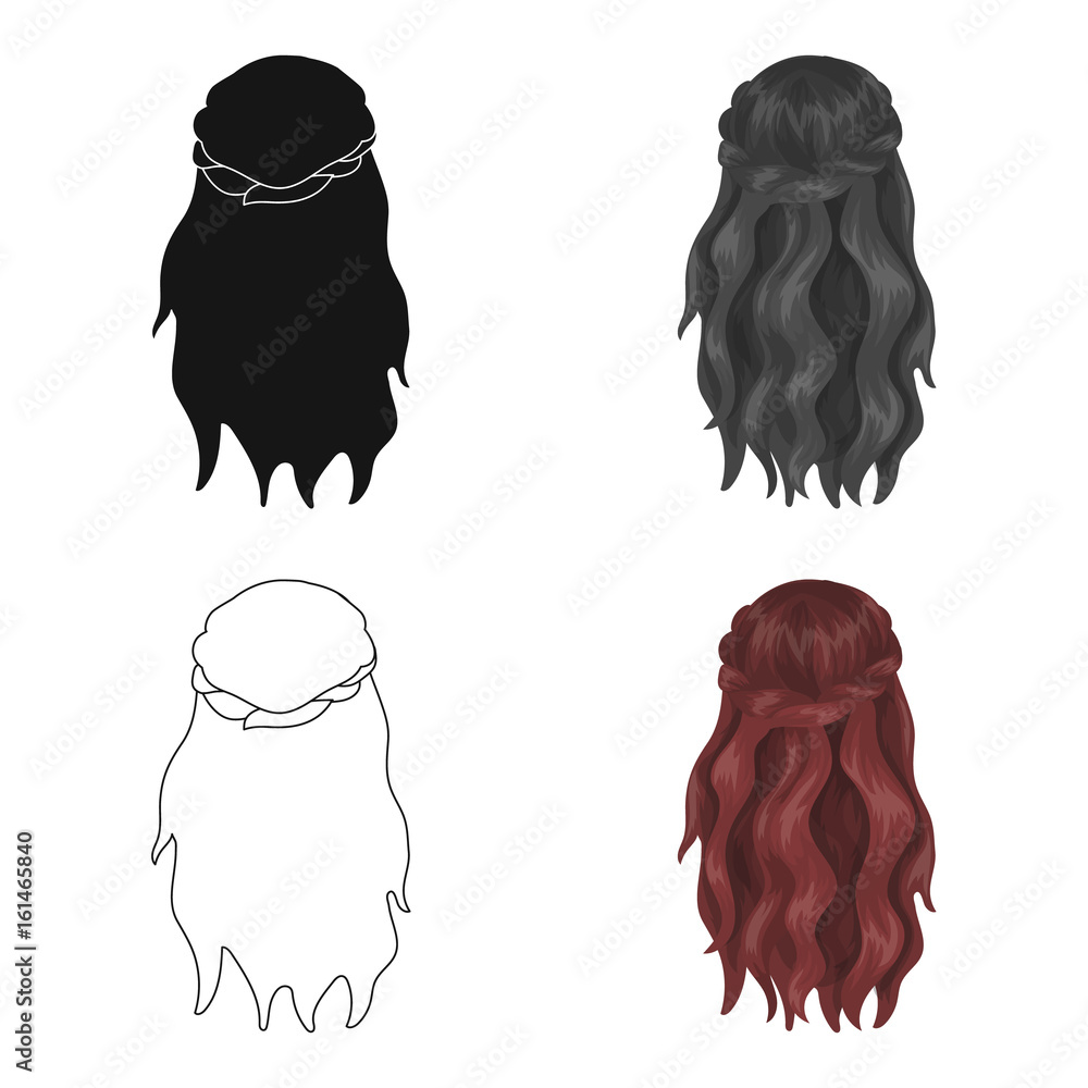 Dark, loose hair behind.Back hairstyle single icon in cartoon style ...