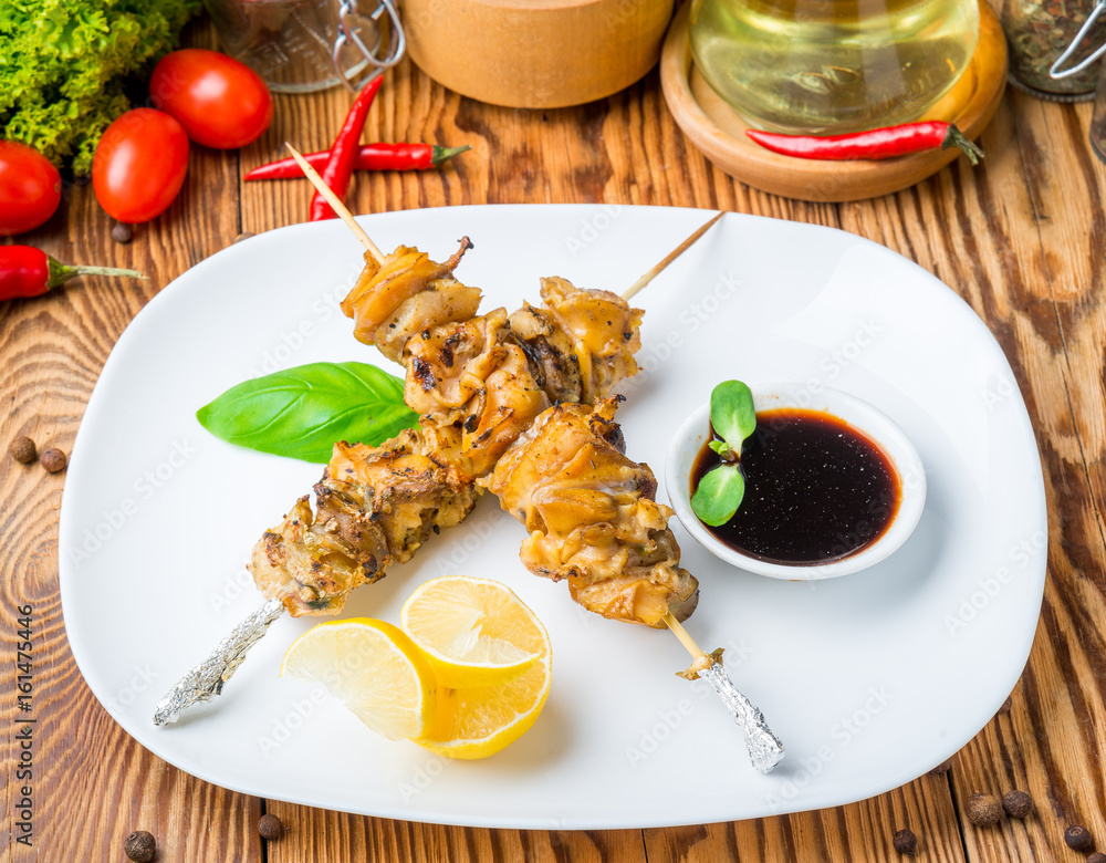 Grilled chicken gizzards Stock Photo | Adobe Stock