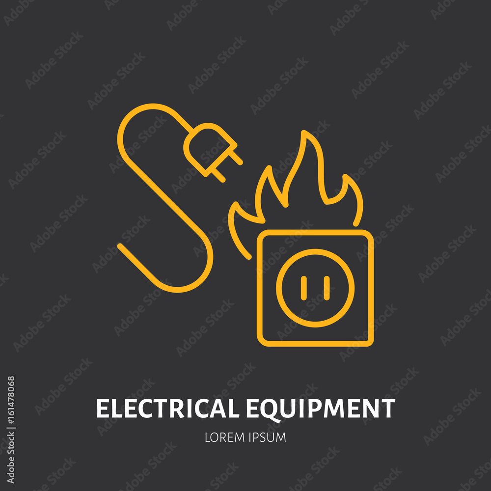 Fire extinguisher flat line sign of electrical equipment fire type ...