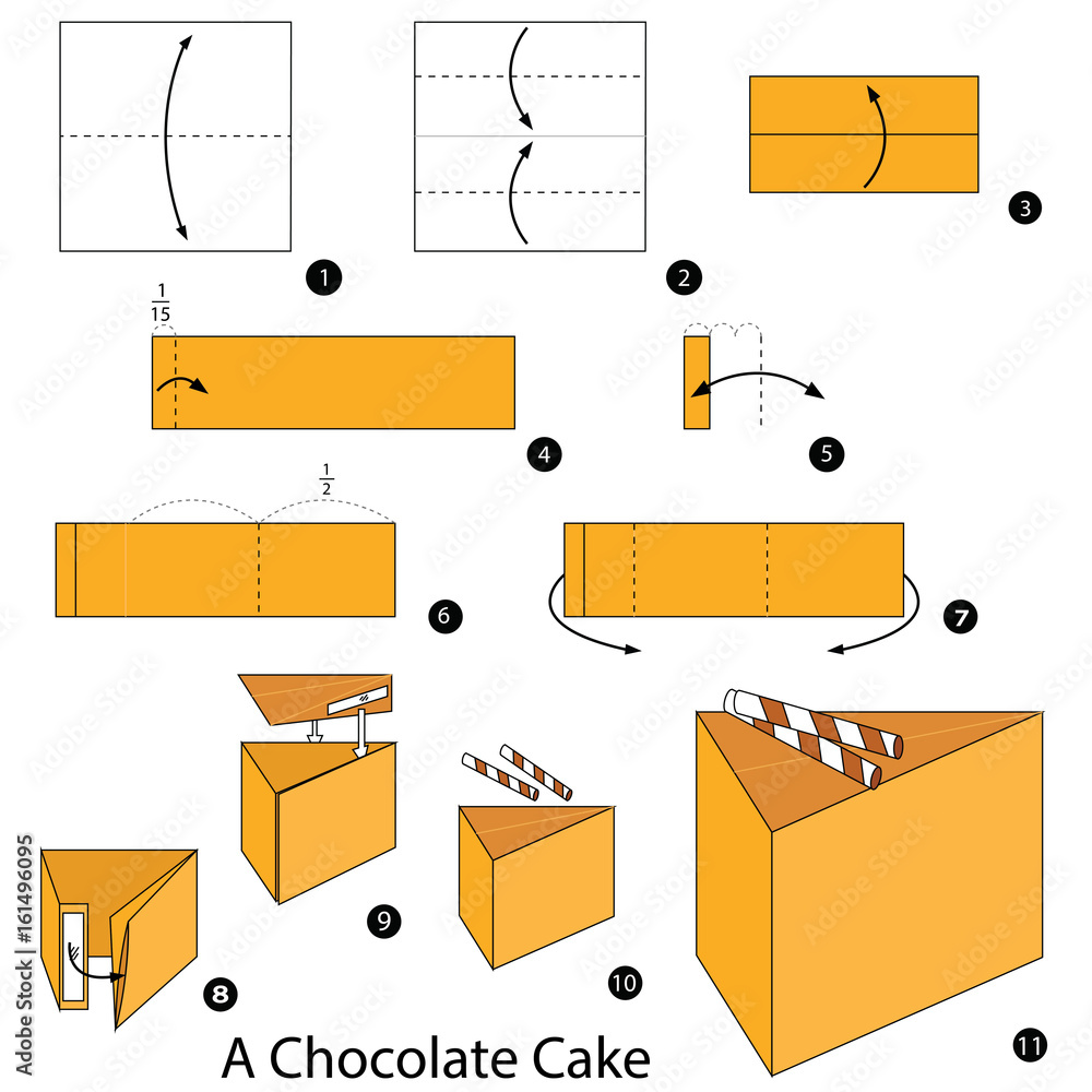 Step by step instructions how to make origami A Chocolate Cake. Stock ...