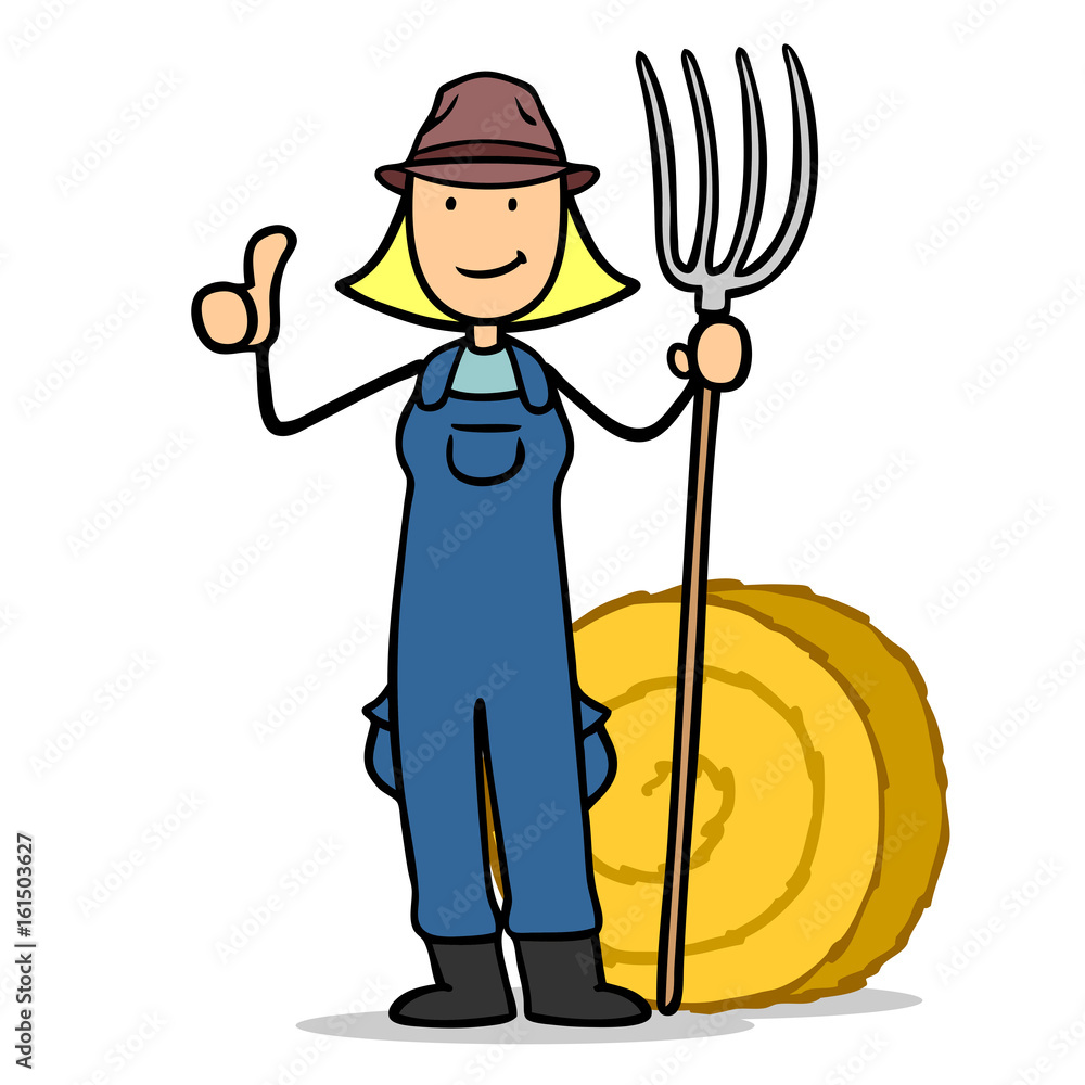 Bäuerin oder Landwirtin hält Daumen hoch Stock Illustration | Adobe Stock