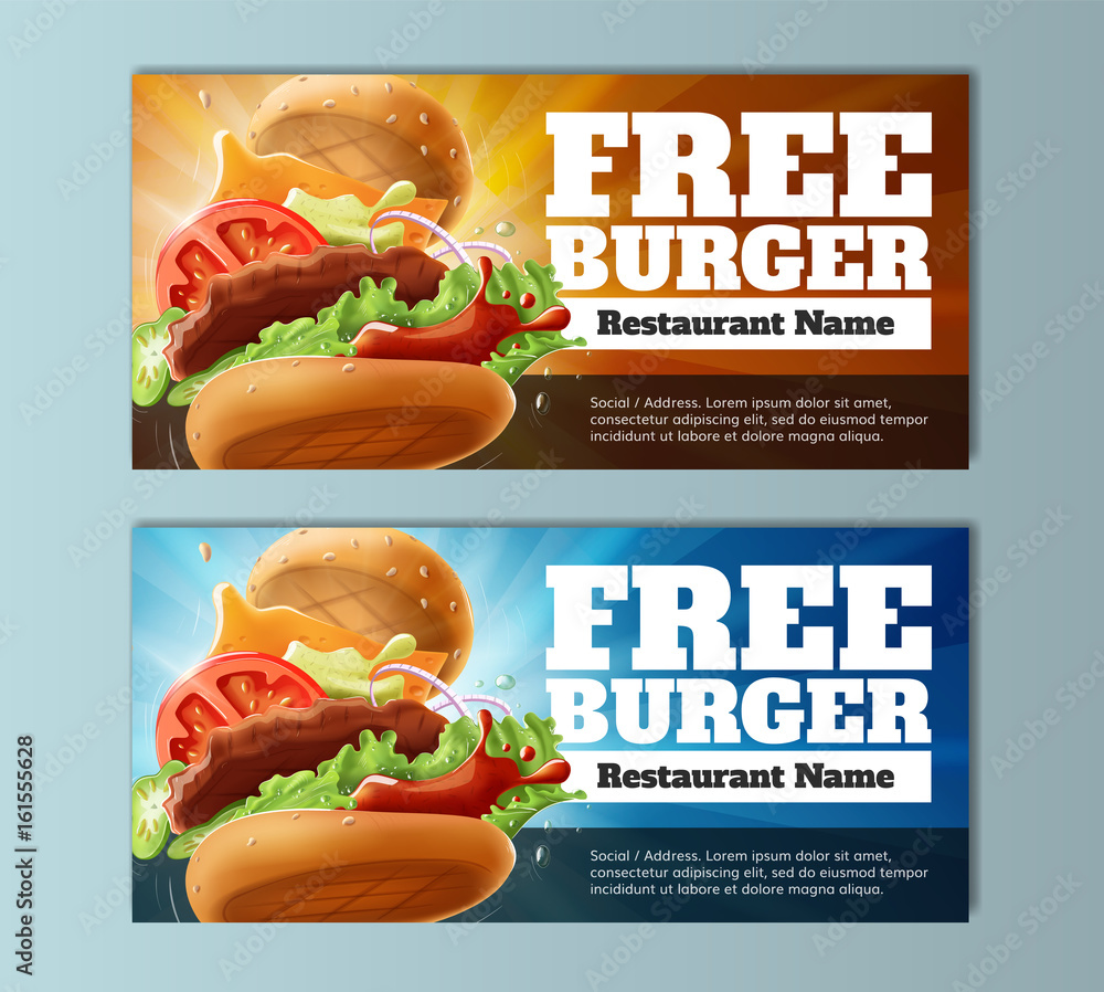 Free Burger Voucher Template Stock Vector | Adobe Stock
