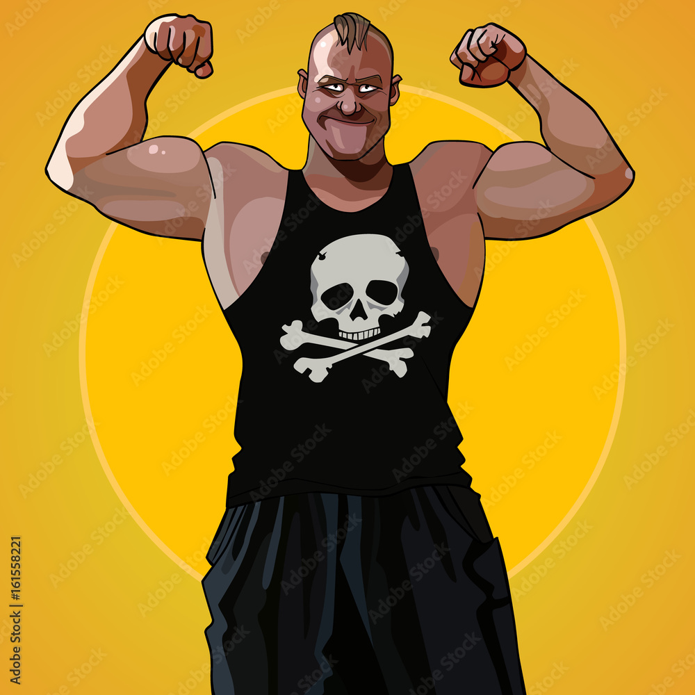 cartoon big muscular man standing in the pose of a bodybuilder Stock ...