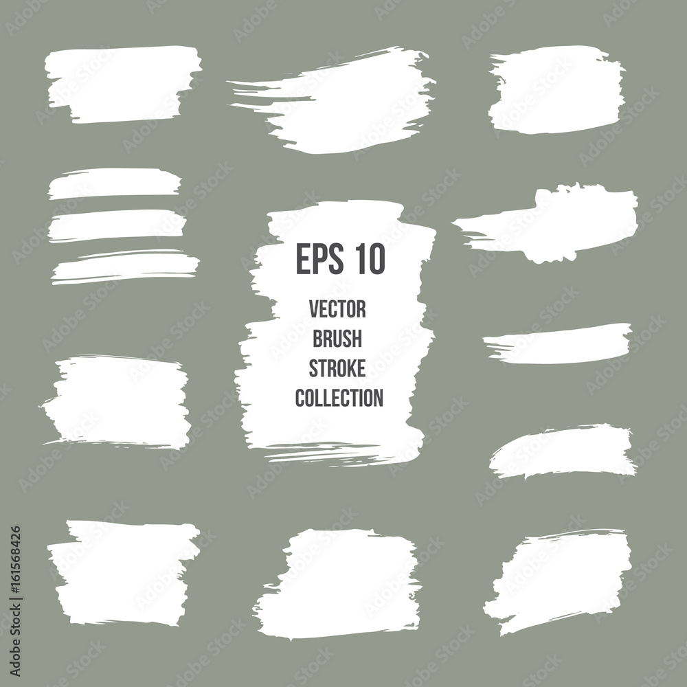 Hand drawn ink and bruch white stroke vector collection. Cute ...