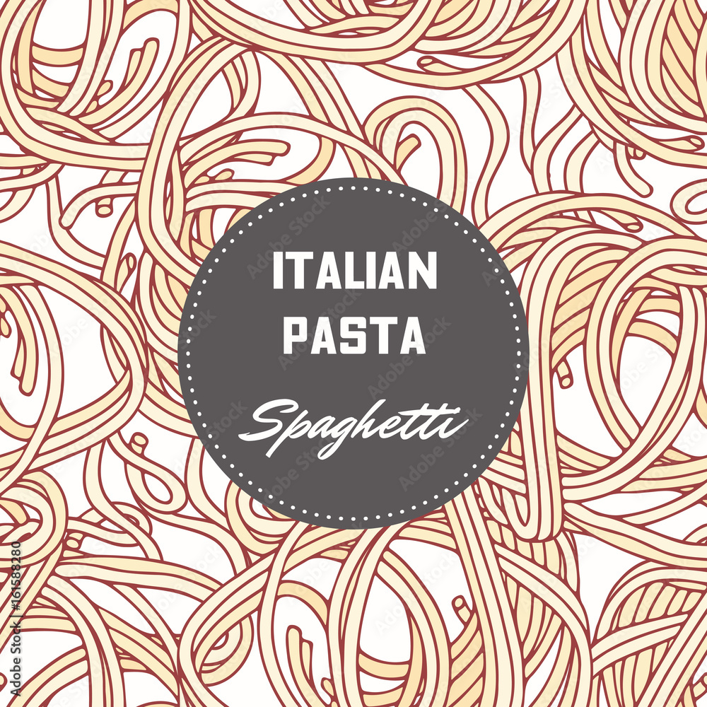 Hand drawn pattern with pasta spaghetti. Background for food package ...