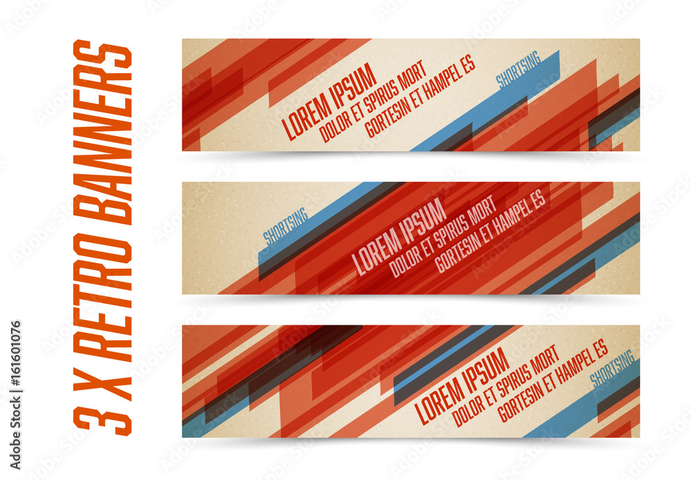 3 Multi-Stripe Web Banners with Retro Colors Stock Template | Adobe Stock