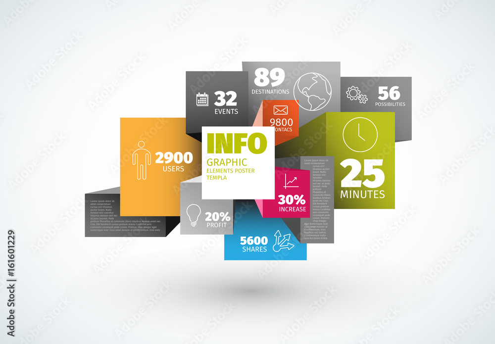 Overlapping 3D Cube Infographic Layout 1 Stock Template | Adobe Stock