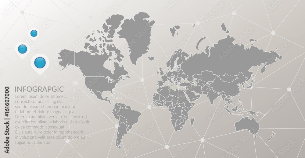 Vector world map infographic symbol. Map pointer icons, abstract ...