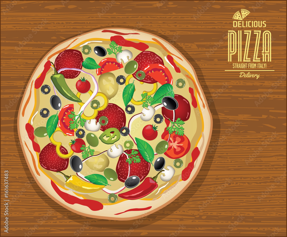 Pizza background retro design Stock Vector | Adobe Stock