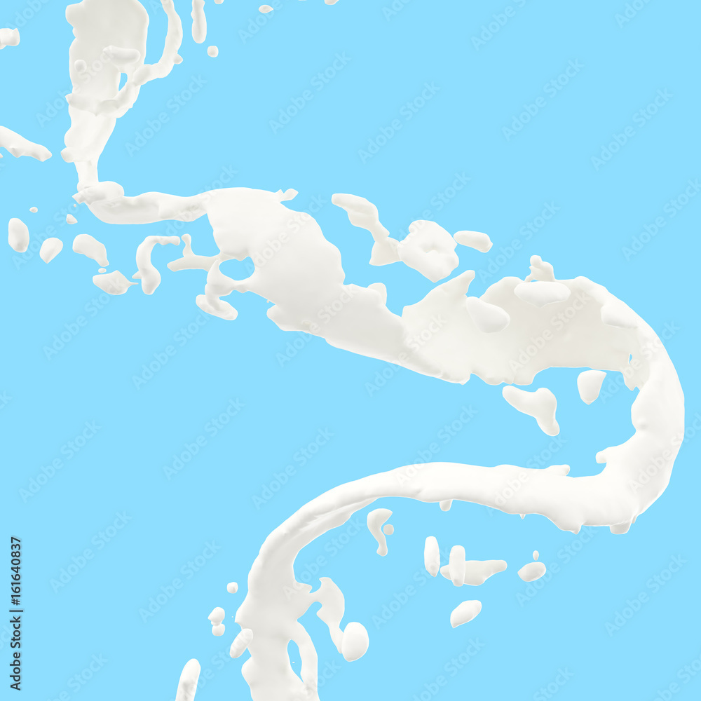 Milk spiral jet, brown splash, liquid wave, splashing loops, curvy line ...