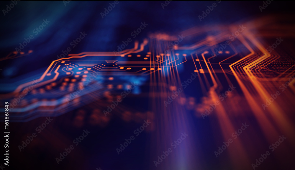 Orange, blue technology background/Orange and blue technology ...