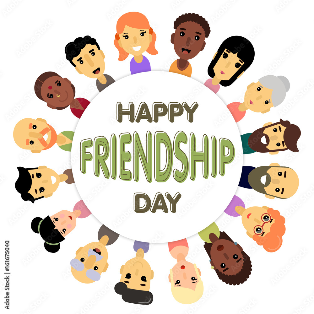 The circle of friends of different genders and nationalities as a ...