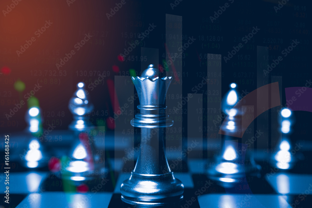 Profit graph of stock market indicator with chess game background ...