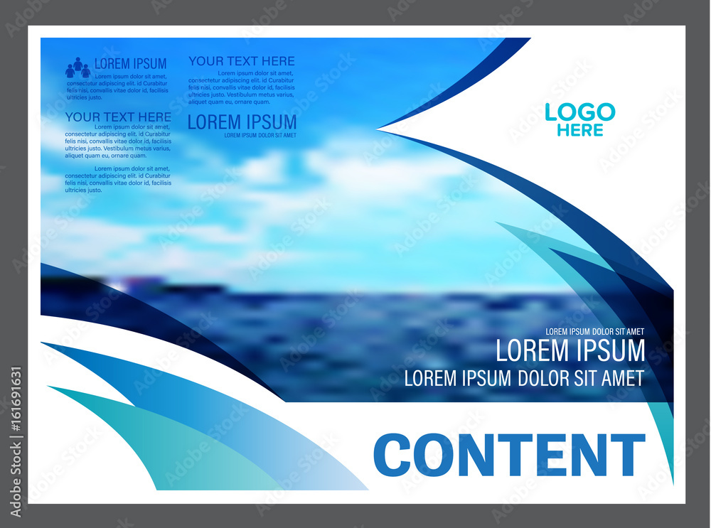 Seascape and blue sky presentation layout design template background ...