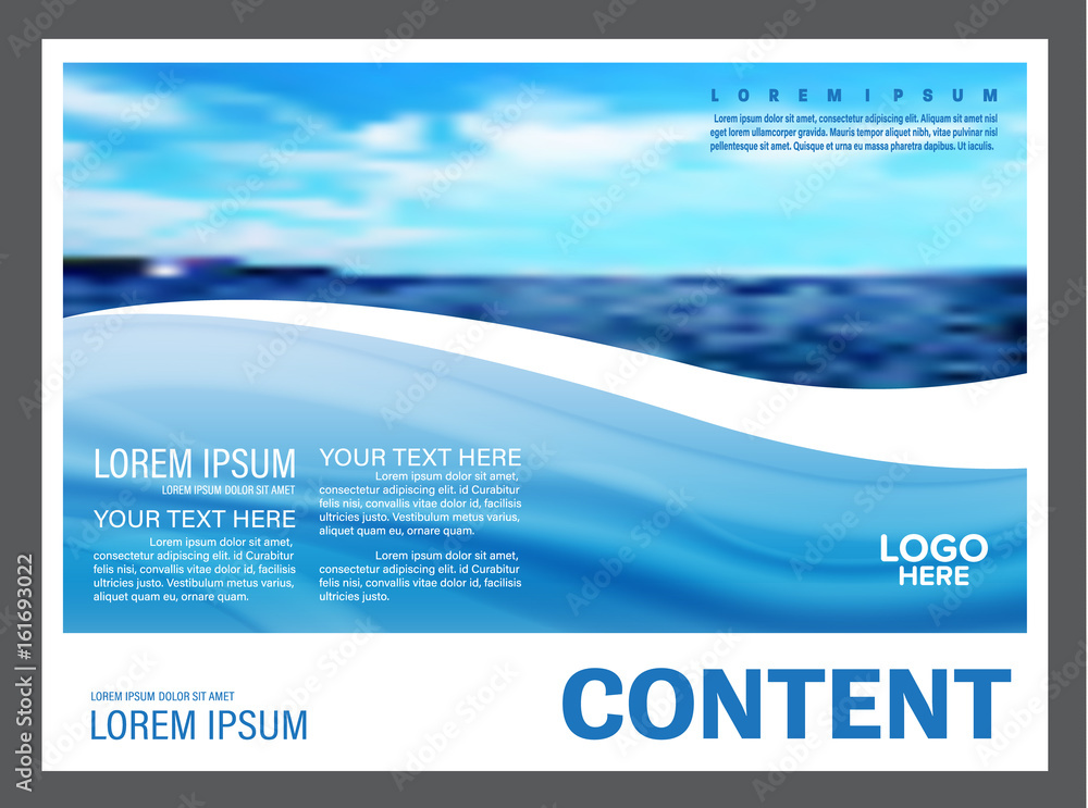Seascape and blue sky presentation layout design template background ...