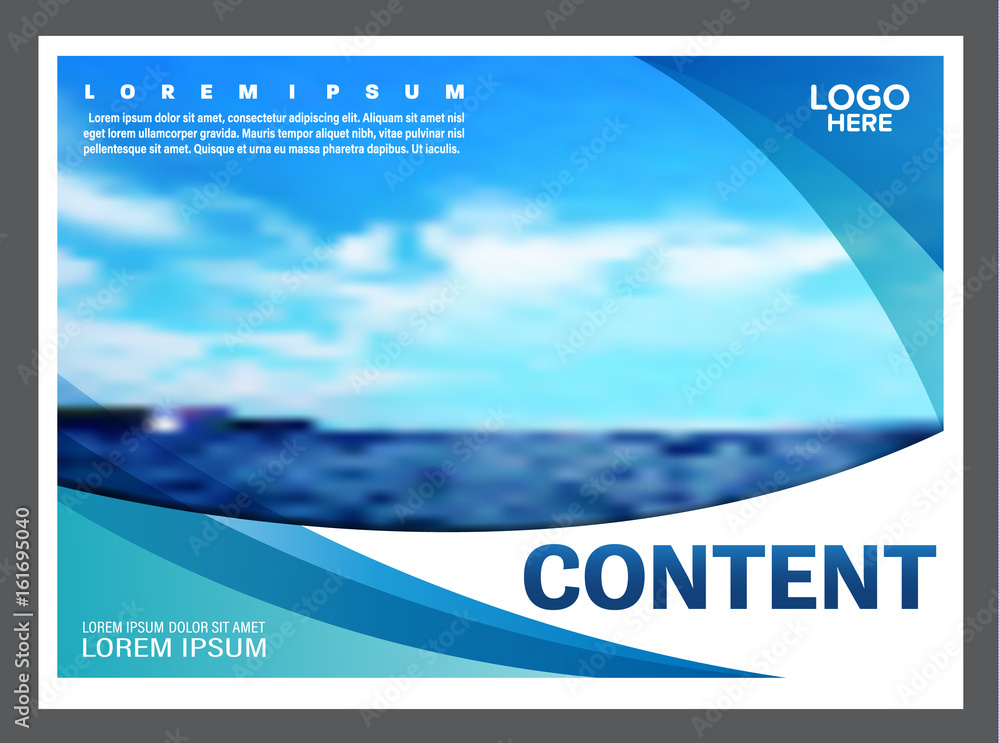 Seascape and blue sky presentation layout design template background ...