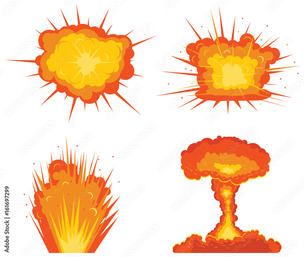 Four types of explosions vector icon Stock Vector | Adobe Stock