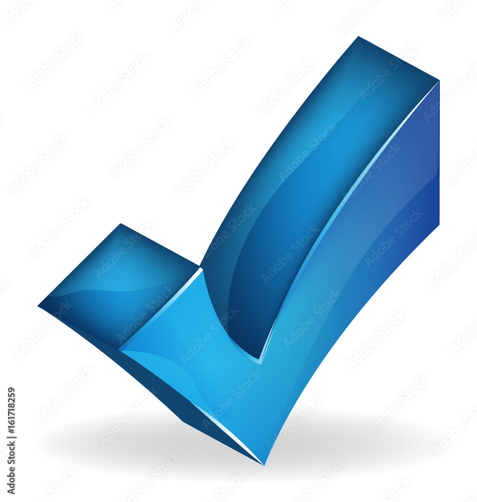 3d blue check mark vector image logo Stock Vector | Adobe Stock