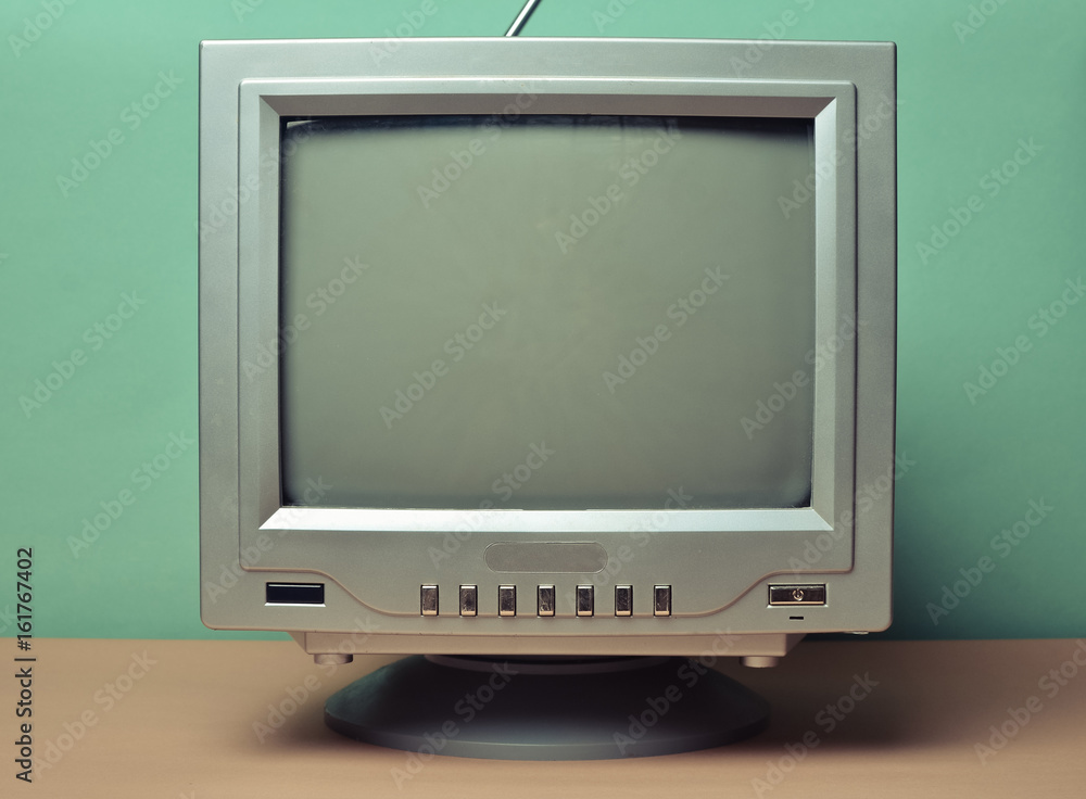 Vintage TV from 80s on a blue pastel background. Entertainment 80s ...