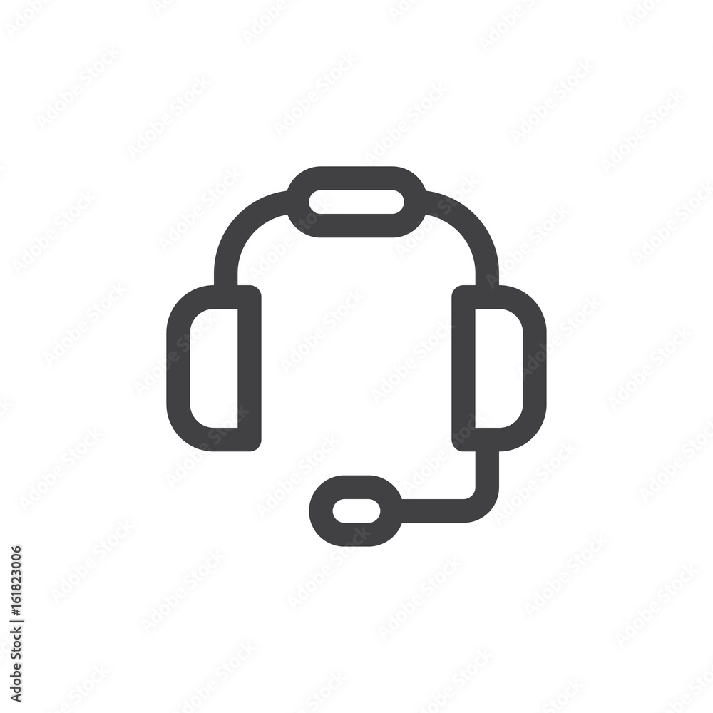 Headset line icon, outline vector sign, linear style pictogram isolated ...