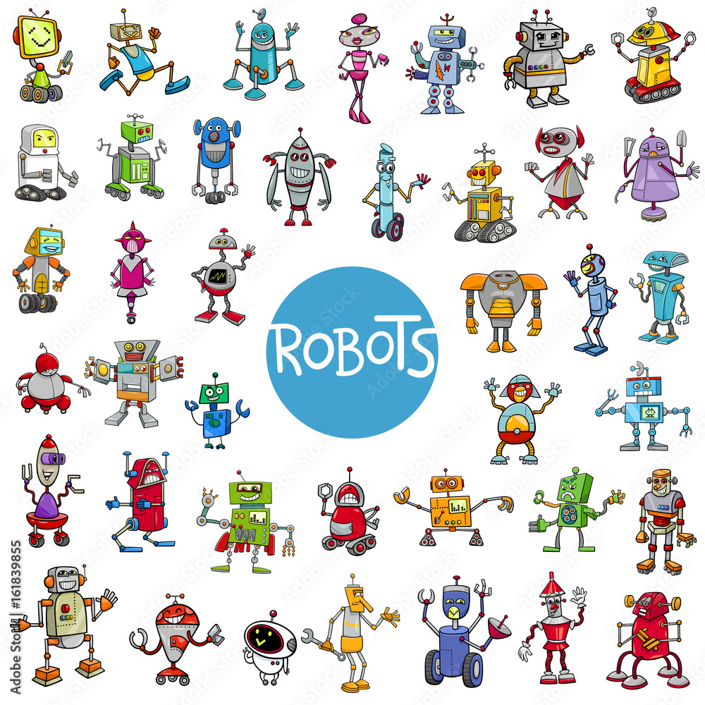 cartoon robot characters big set Stock Vector | Adobe Stock