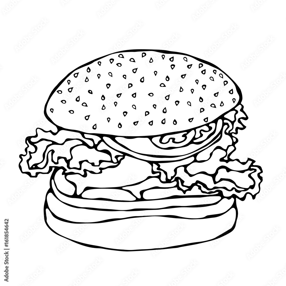 Realistic Hamburger Drawing