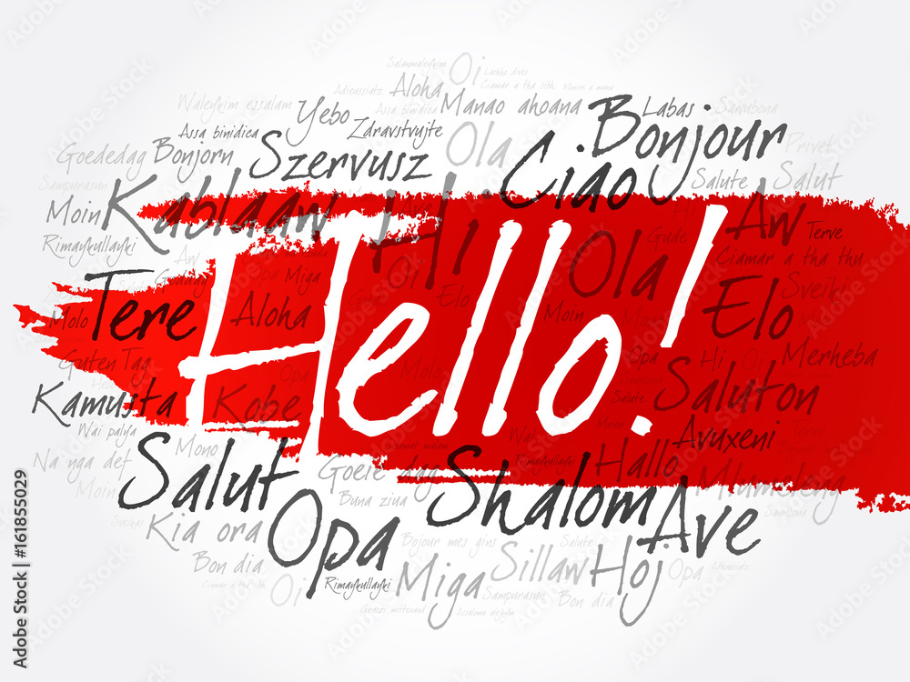 Hello word cloud in different languages of the world, background ...