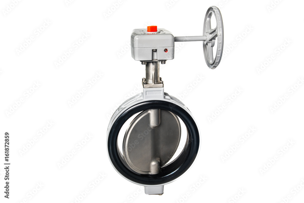 Butterfly valve isolated on white background.Manual valve. Stock Photo ...