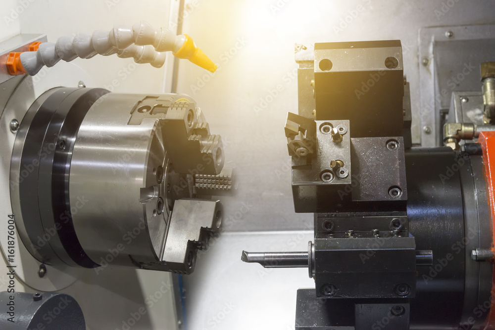 CNC lathe machine or Turning machine show the spindle and turret.Hi ...