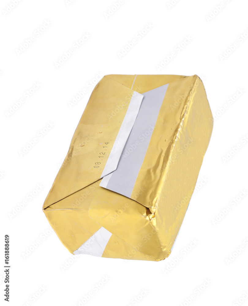 Stick of wrapped butter isolated on white background Stock Photo ...