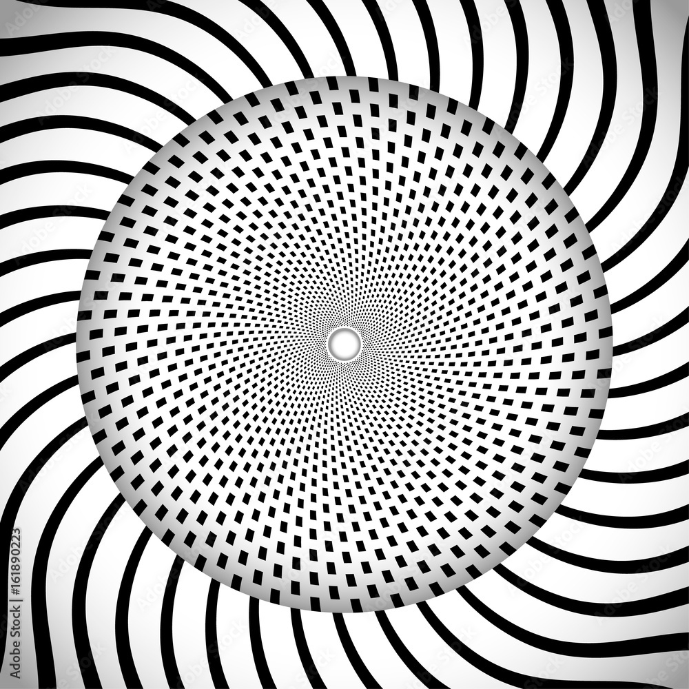 Radiating concentric circle op art backdrop. Optical illusion abstract ...