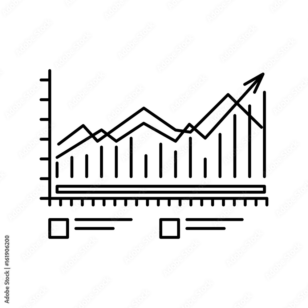 Chart icon with bars and lines. Outline symbol for web design or mobile ...