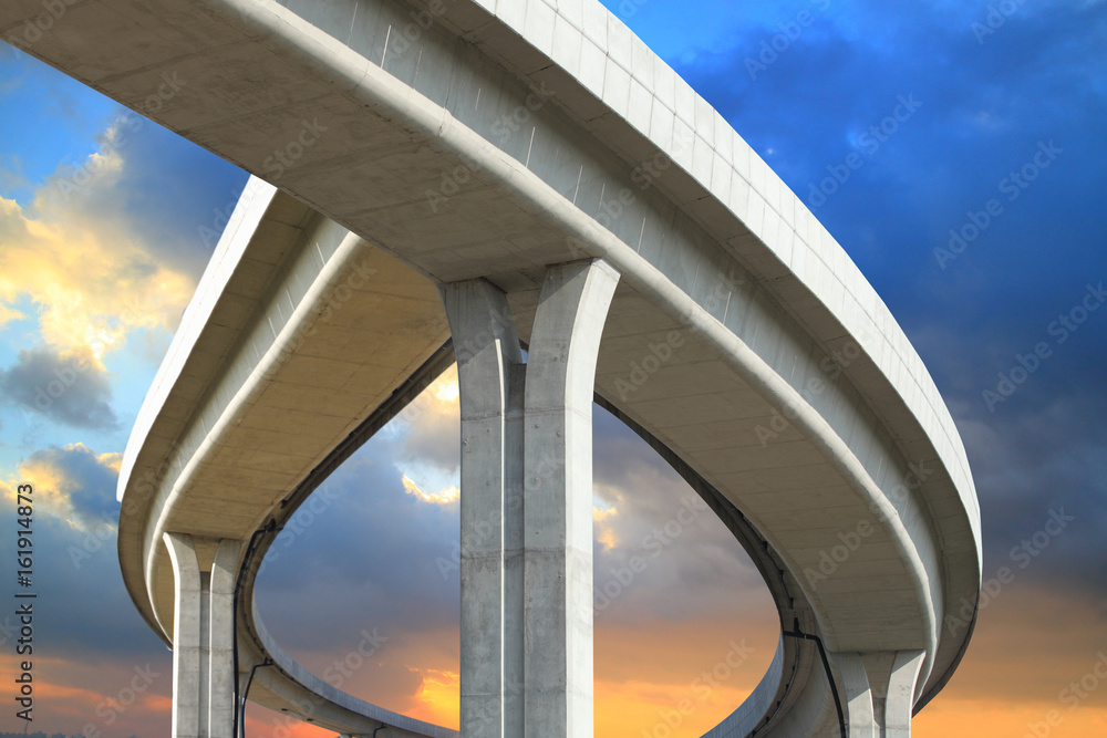 The curve of suspension bridge, expressway. Stock Photo | Adobe Stock