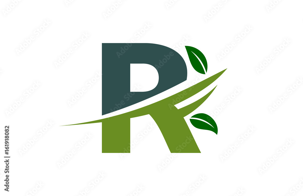 R Green Leaves Swoosh Letter Logo Stock Vector | Adobe Stock