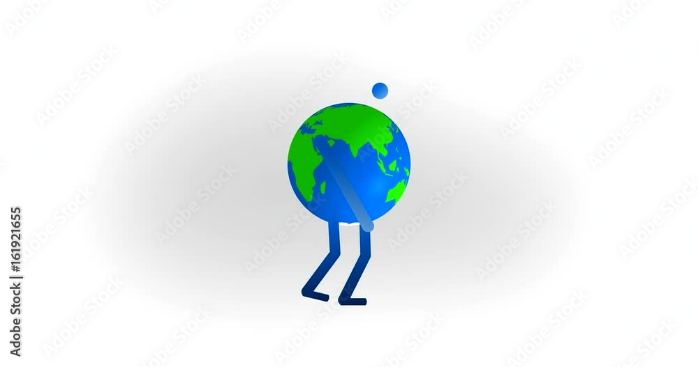 Depressed Planet Earth Cartoon Character in Walk Cycle Animation 4k ...