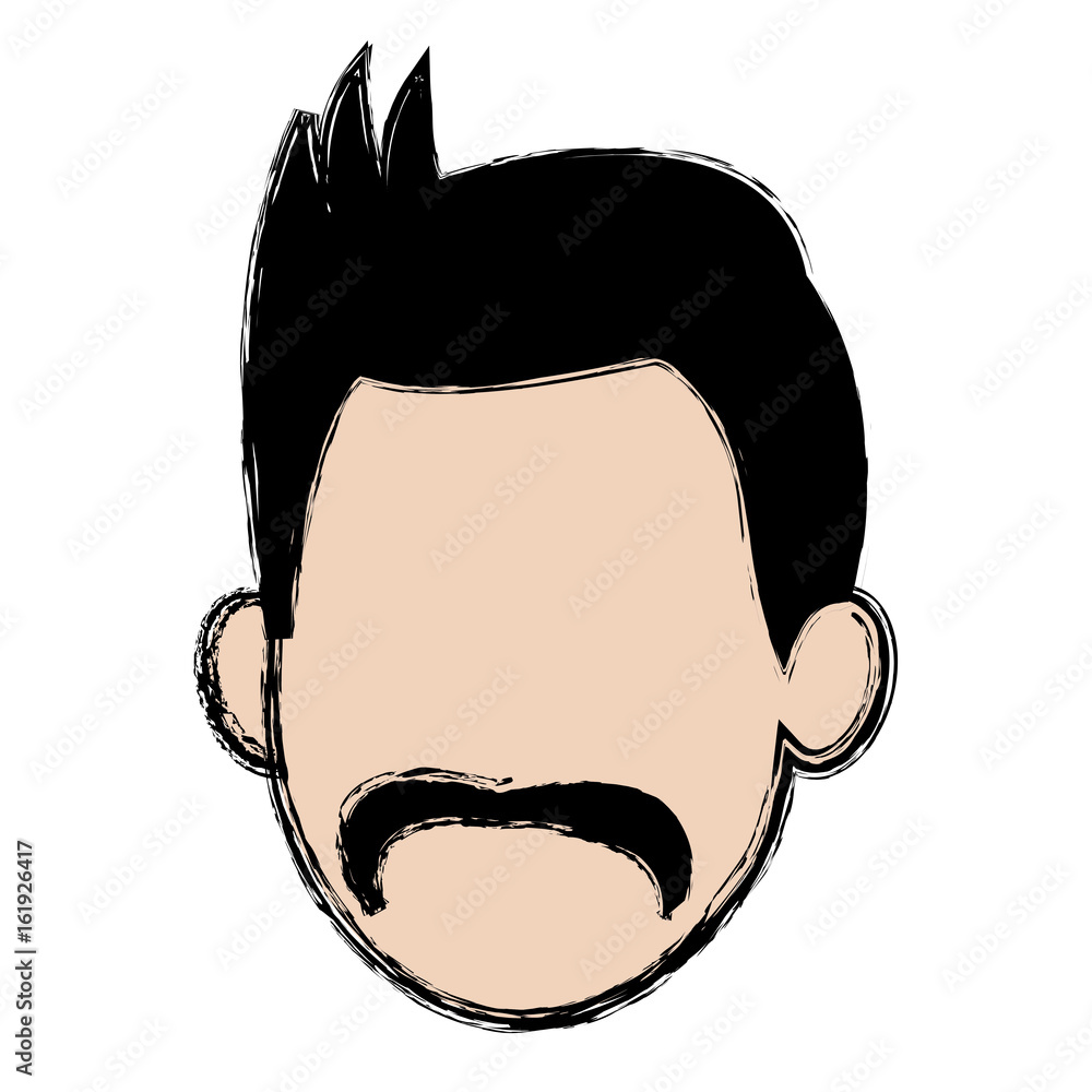 cartoon head man mustache faceless icon vector illustration Stock ...